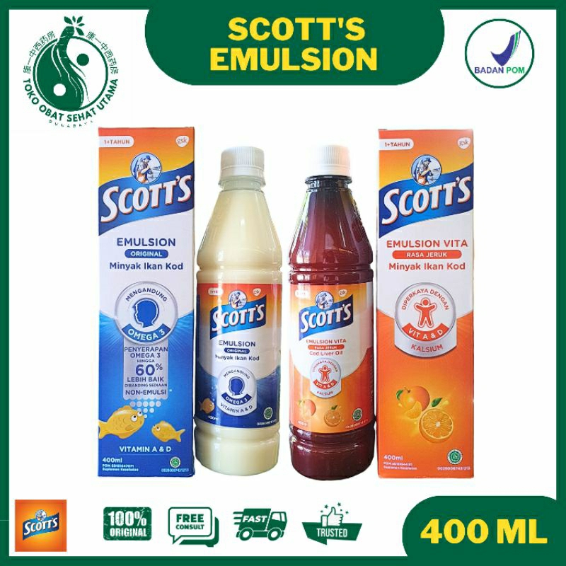 Jual SCOTT’S EMULSION 400ML BPOM INDONESIA / MINYAK IKAN COD / SUPLEMEN ...