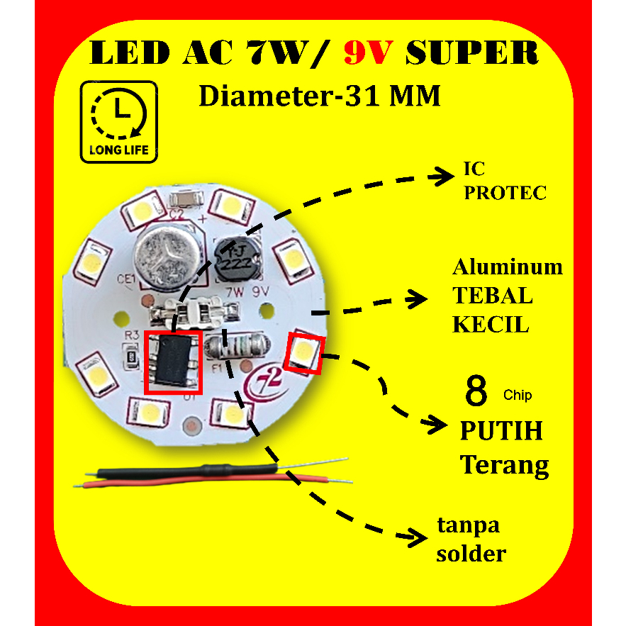 Jual (SUPER 9V) Pcb Lampu Led AC 18W 15W 12W 9W 7W | Shopee Indonesia