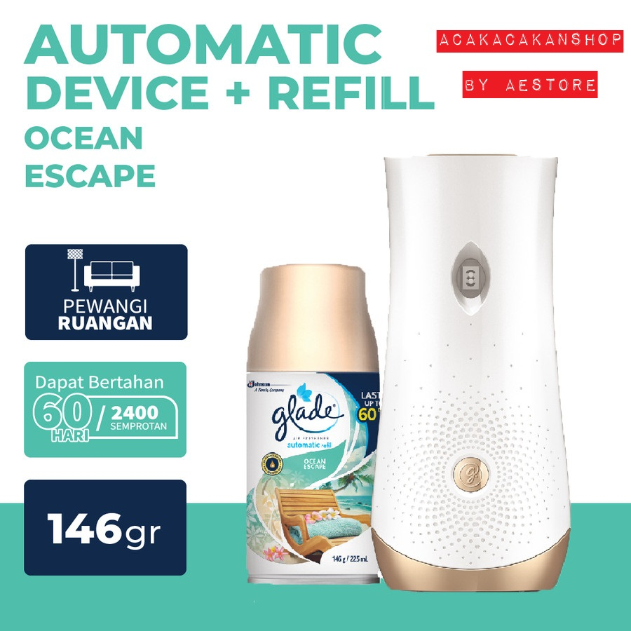 Jual Glade Matic Device + Refill Ocean Escape 146gr / 225mL Dengan ...