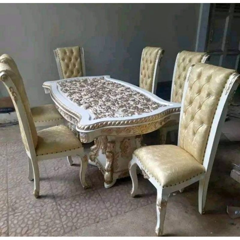 Jual Meja makan full ukir kayu jati solid/Kursi Makan jok/set meja makan 6 kursi/meja makan ...