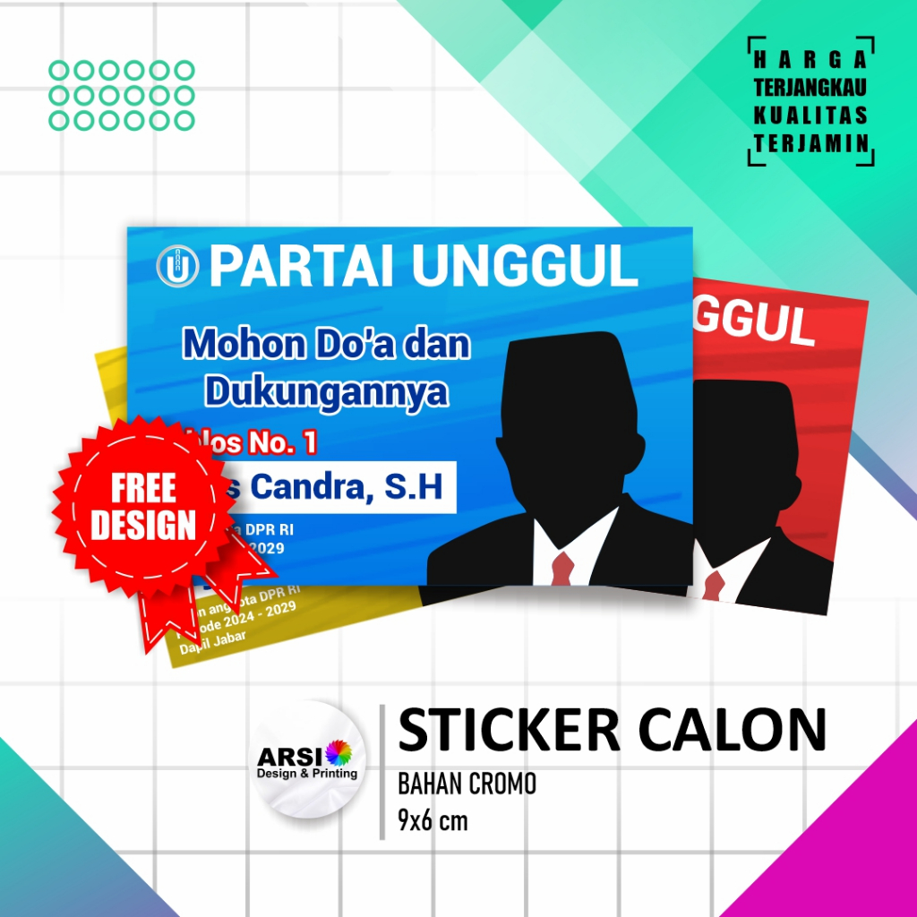 Jual STIKER CALEG PARTAI KAMPANYE / STIKER PEMILU / STIKER FREE DESAIN ...
