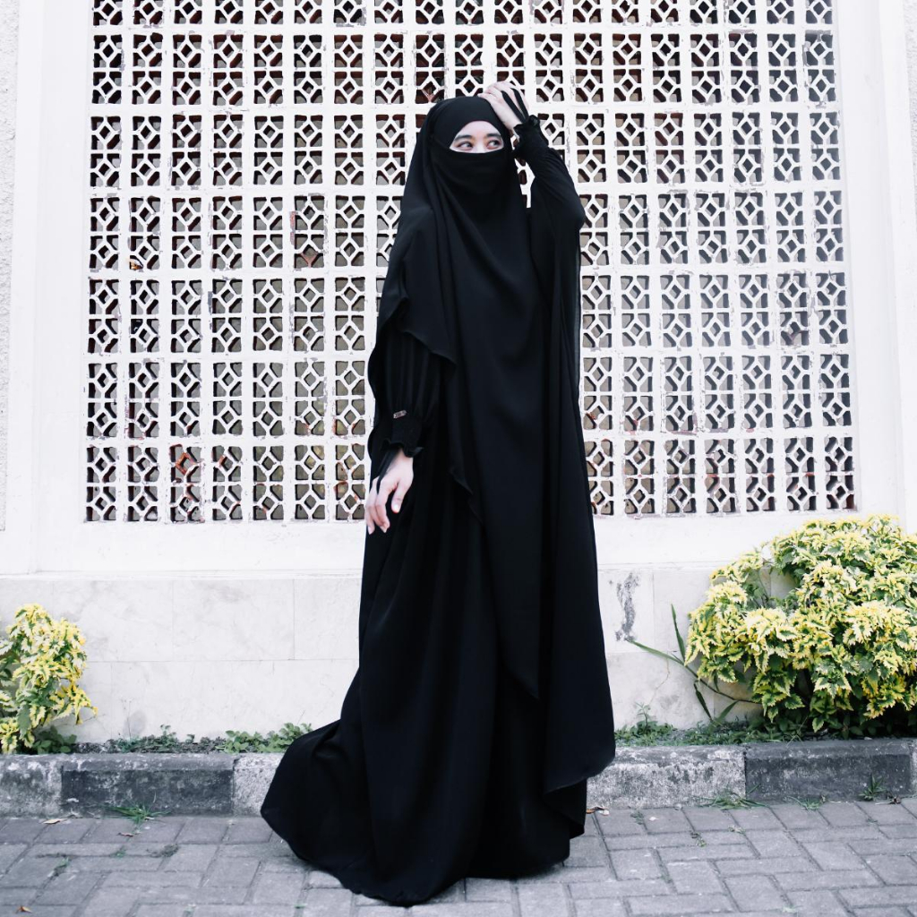 Jual Baju Gamis Farasya Tanpa Khimar Hijab Jet Black Premium Turki Arab ...
