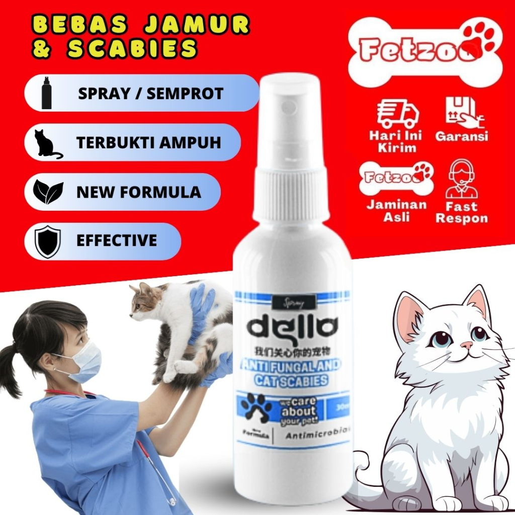 Jual SPRAY OBAT PENYAKIT KULIT JAMUR RINGWORM SCABIES KUCING DELLO ...