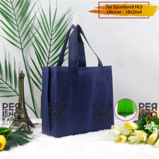 Jual HLS 65GSM Tas Spunbond Goodie Bag Laken Model Tali Ukuran 20x25x8 Tebal Polos | Shopee ...