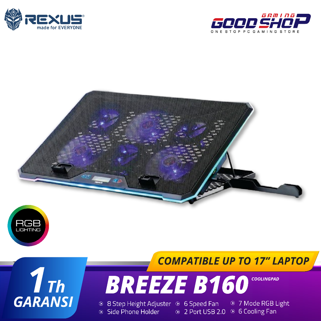 Jual Rexus Cooling Pad Breeze B160 Fan With RGB | Shopee Indonesia