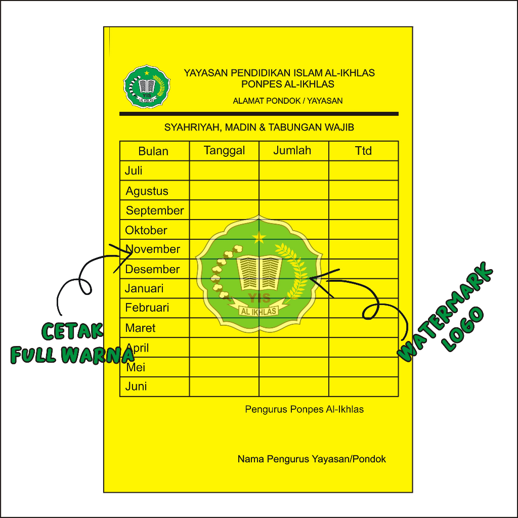 Jual kartu syahriyah TPQ madin/kartu iuran/kartu infaq | Shopee Indonesia