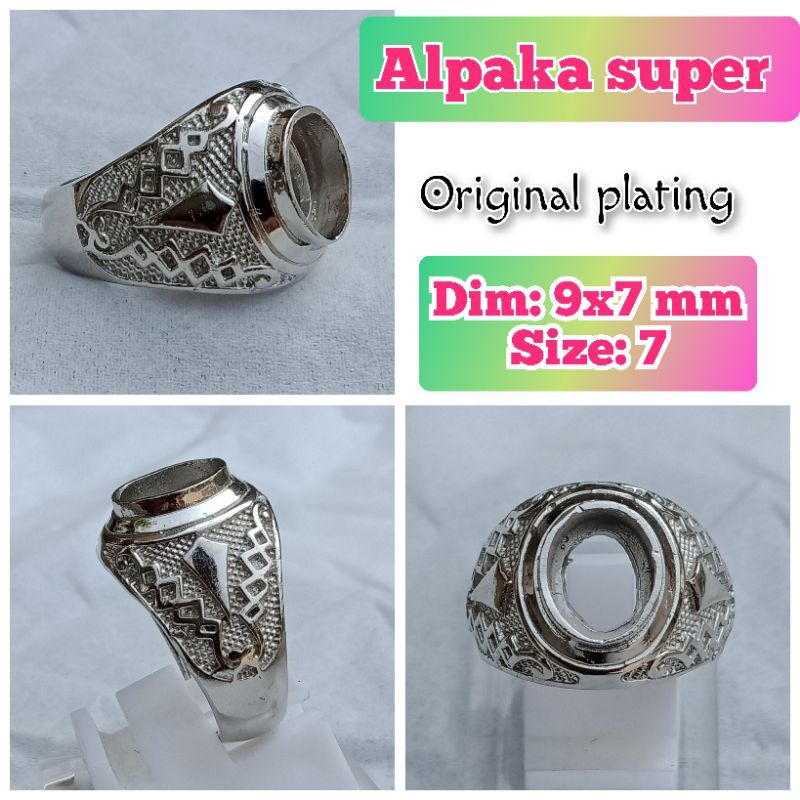 Jual emban batu akik dan permata alpaka super tanam Minimalis polos.47 ...