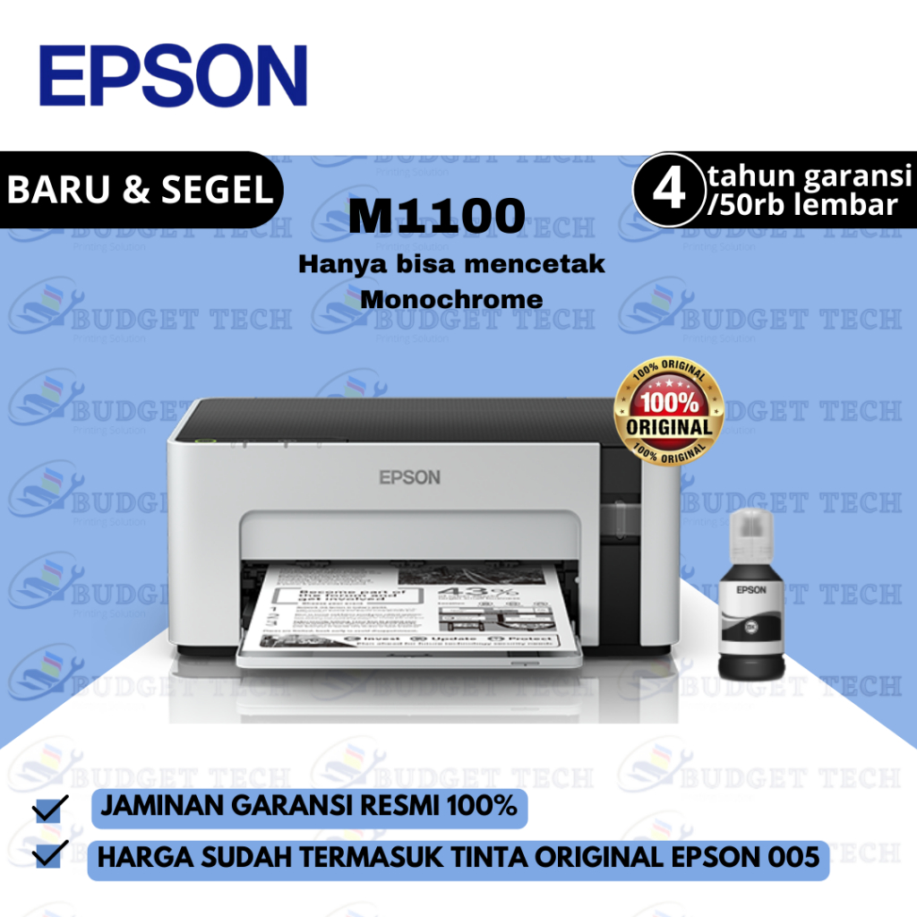 Jual Printer Epson M1100 EcoTank Monochrome M1100 Ink Tank ( cetak ...