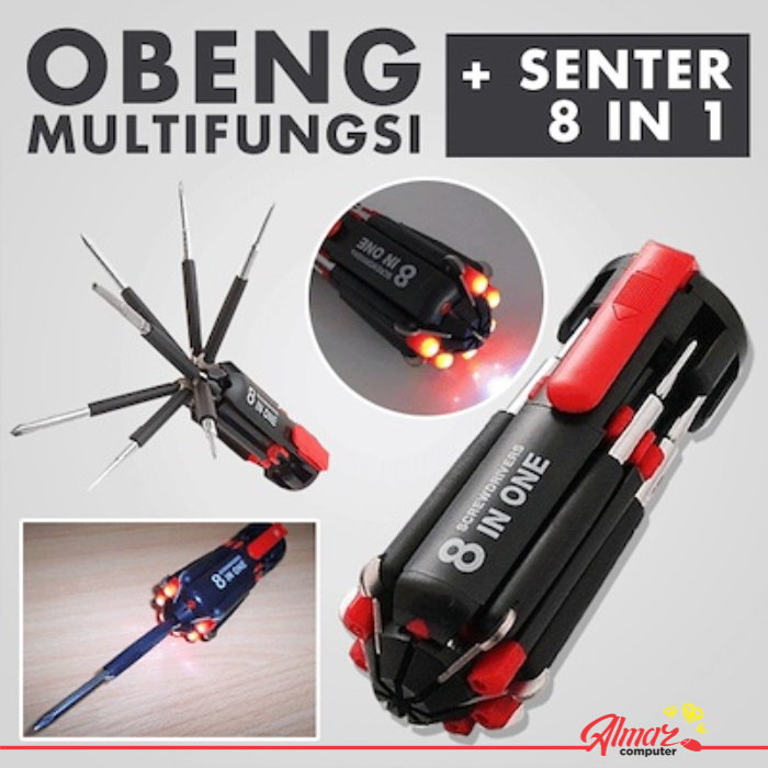 Jual Obeng 8in1 set Led Lamp Lampu Senter multifungsi alat pertukangan ...