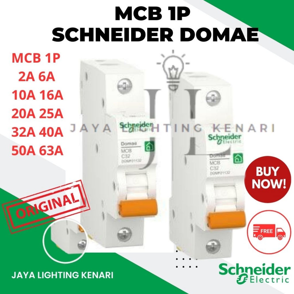Jual MCB SCHNEIDER DOMAE 1P PHASE 2A 4A 6A 10A 16A 20A 25A 32A 40A 50A 63A | Shopee Indonesia
