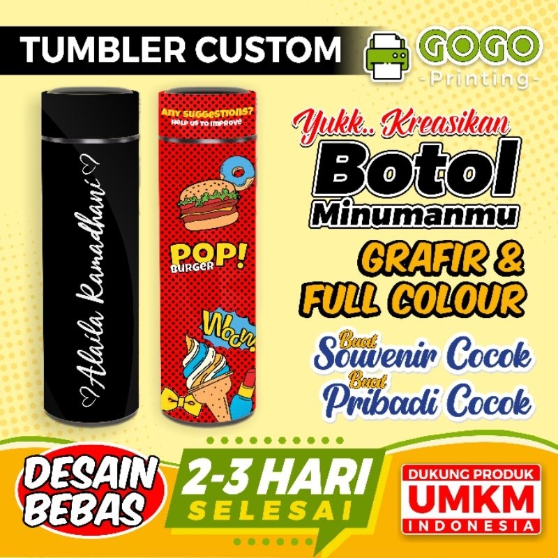 Jual tumbler custom grafir laser cetak tumbler gambar full color satuan ...