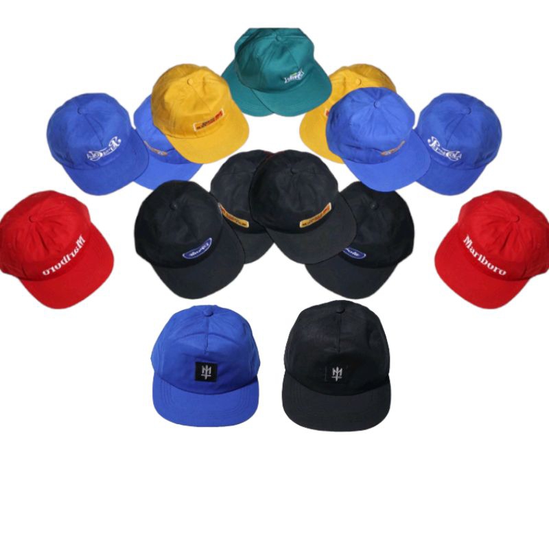 Jual Topi Vintage Six Panel & Caps 5 Panel Skate Logo Putih Bordir Font ...
