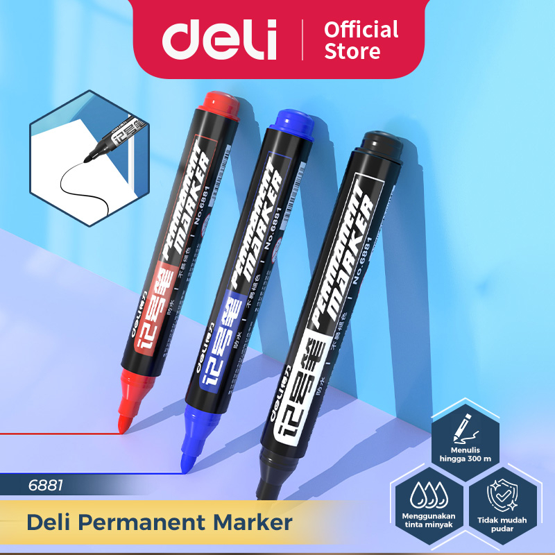 Jual Deli Permanent Marker / Spidol Permanen Tidak Bisa Dihapus Isi 1 ...