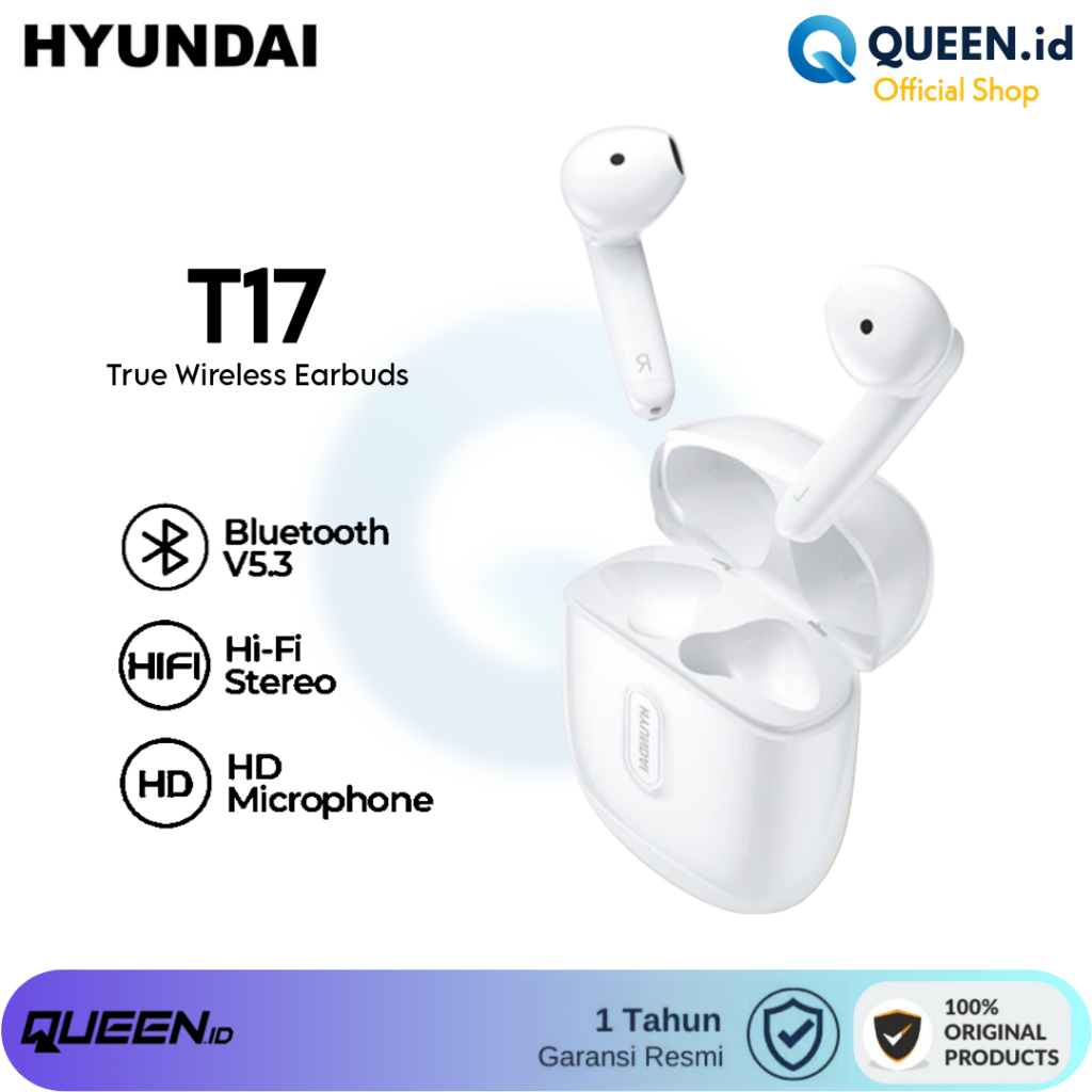 Jual HYUNDAI T17 TWS True Wireless Earbuds Headset Bluetooth 5.3 HiFi ...