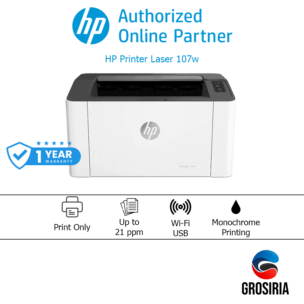 Jual HP Printer Laser Mono Hitam Putih 107W 107 W Print Wifi Wireless ...