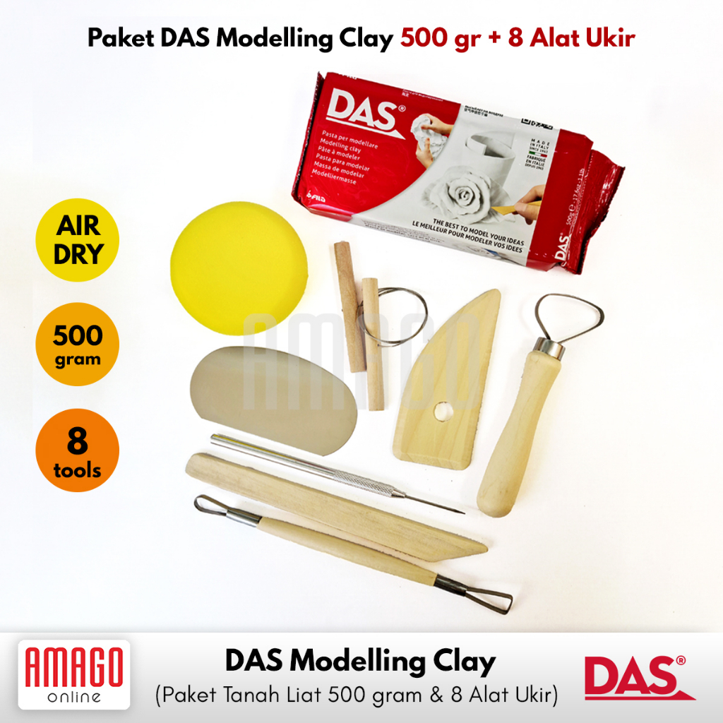 Jual PAKET MURAH - 1 DAS Modelling Clay 500 gram Putih + 8 buah POTTERY ...