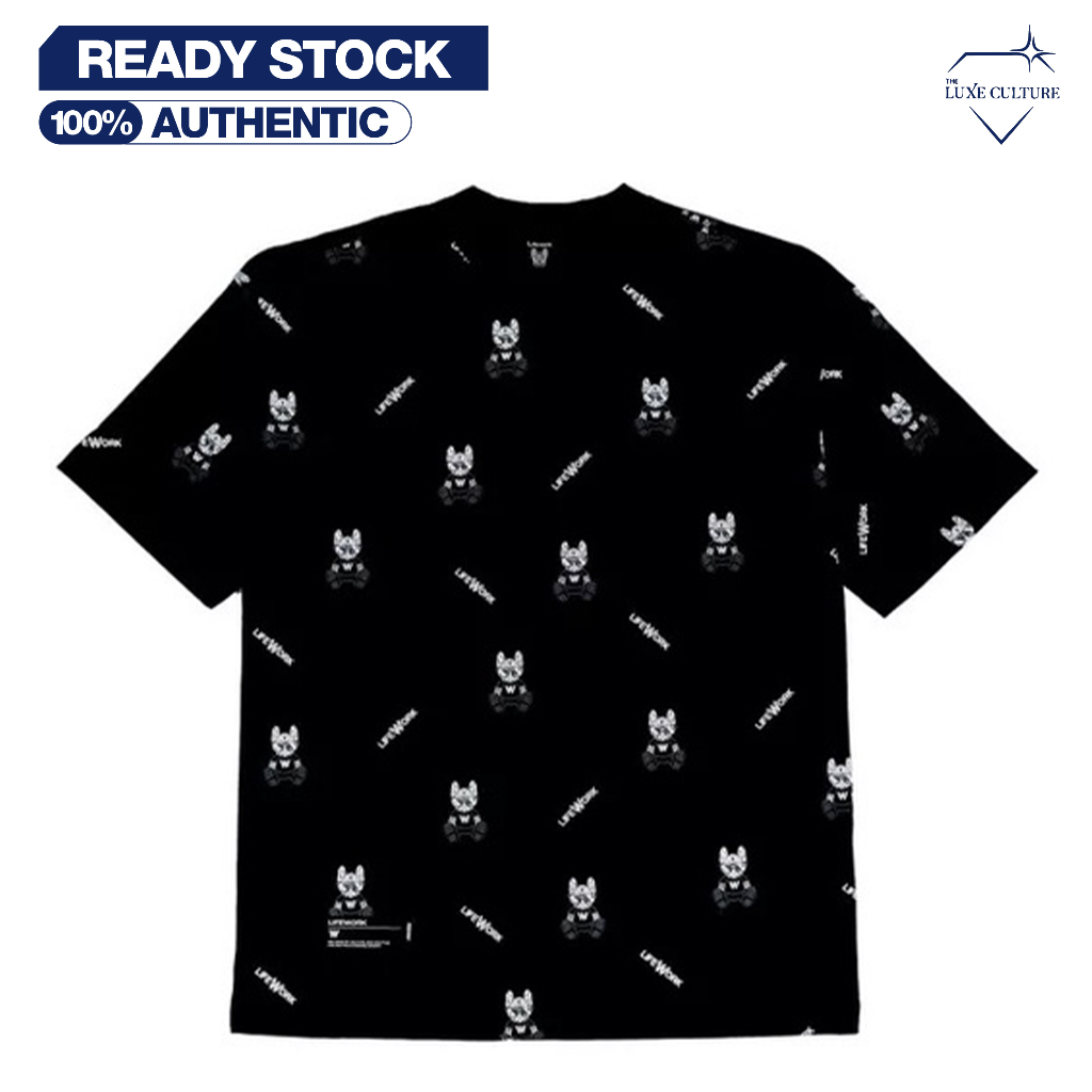 Jual Lifework Monogram Black All Over / Kaos Hitam Branded Original ...