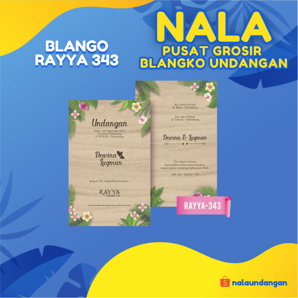 Jual Pusat Grosir | Blangko Undangan Rayya 343 | Nala Undangan | Shopee Indonesia