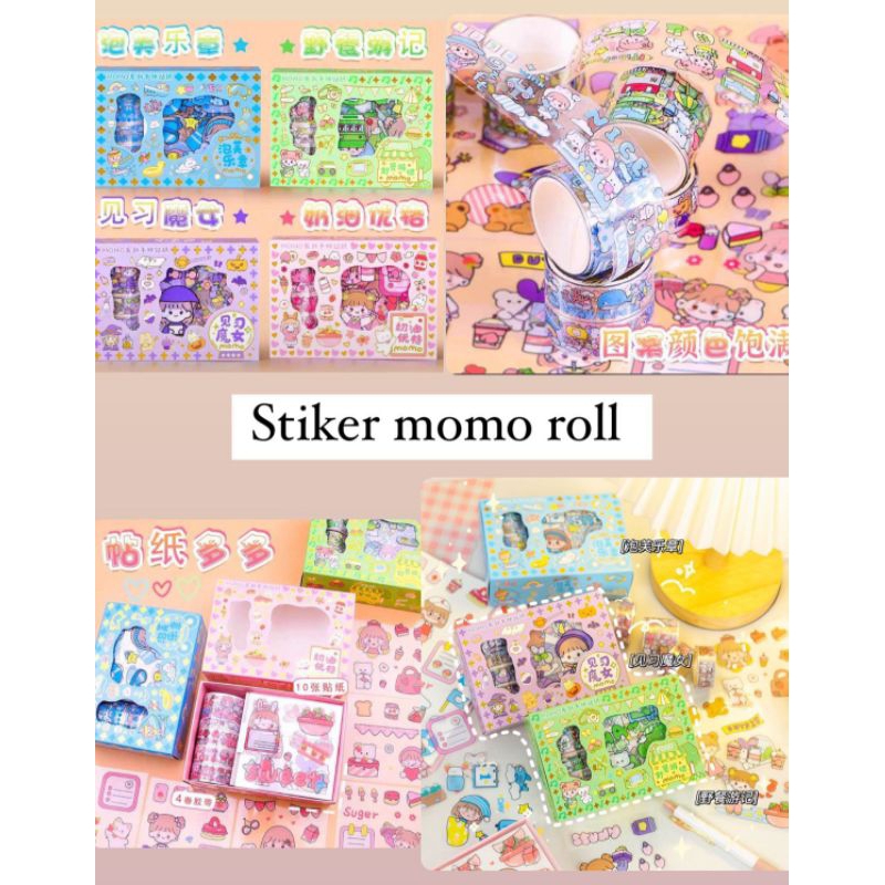 Jual Sticker Momo Roll Solatip 4 Roll+4 Pcs Sticker(1box) | Shopee ...