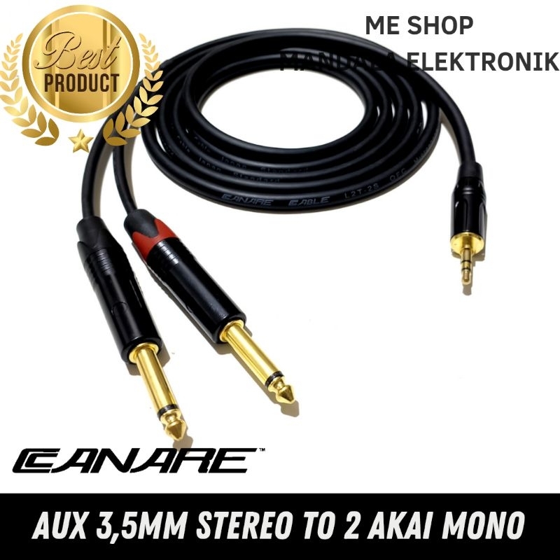 Jual kabel aux 3,5mm stereo to 2 akai mono 6,5mm premium | Shopee Indonesia