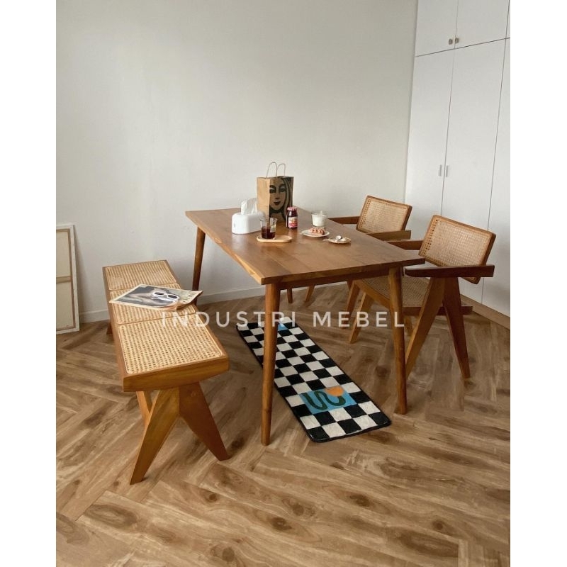 Jual Terbaru !!! Satu Set Meja Makan Jati Mix Rotan Harg Murah Kualitas ...