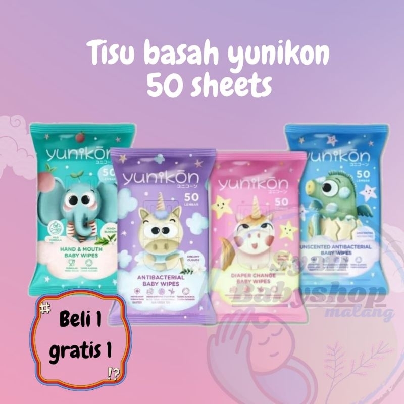 Jual TISU BASAH YUNIKON 50 lembar / YUNIKON BABY WYPES 50PCS BUY 1 GET ...