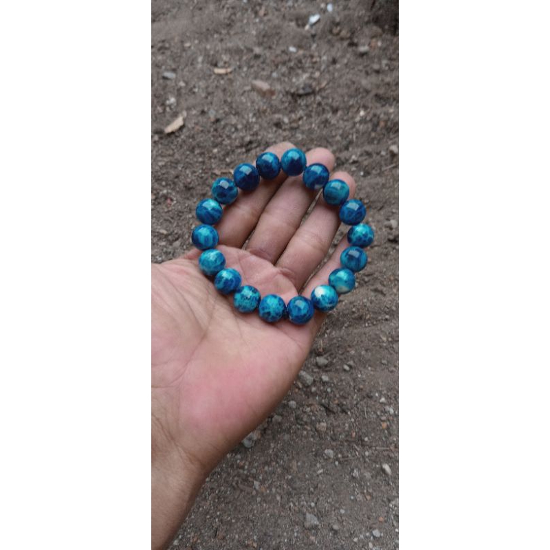 Jual gelang blue coral tembus cahaya sarang tawon batu teratai ukuran ...