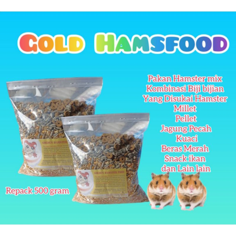 Jual Makanan Racik Hamster GOLD HAMSFOOD Kemasan Repack 500gr | Shopee ...