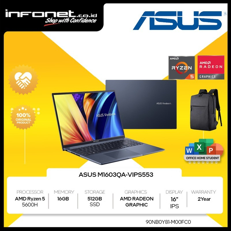 Jual ASUS M1603QA R5 5600H 16GB 512GB 16 WUXGA W11 OHS21 | Shopee Indonesia