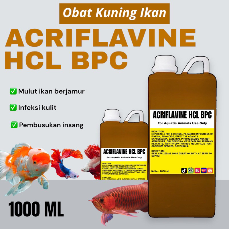Jual acryflavine 1 liter / ACRIFLAVINE HCL BPC / OBAT KUNING IKAN HIAS ...