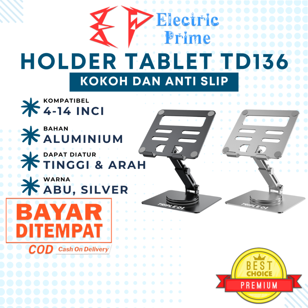 Jual Stand iPad Holder Tablet Aluminium TRIPLEDI TD136 Dudukan Tab ...