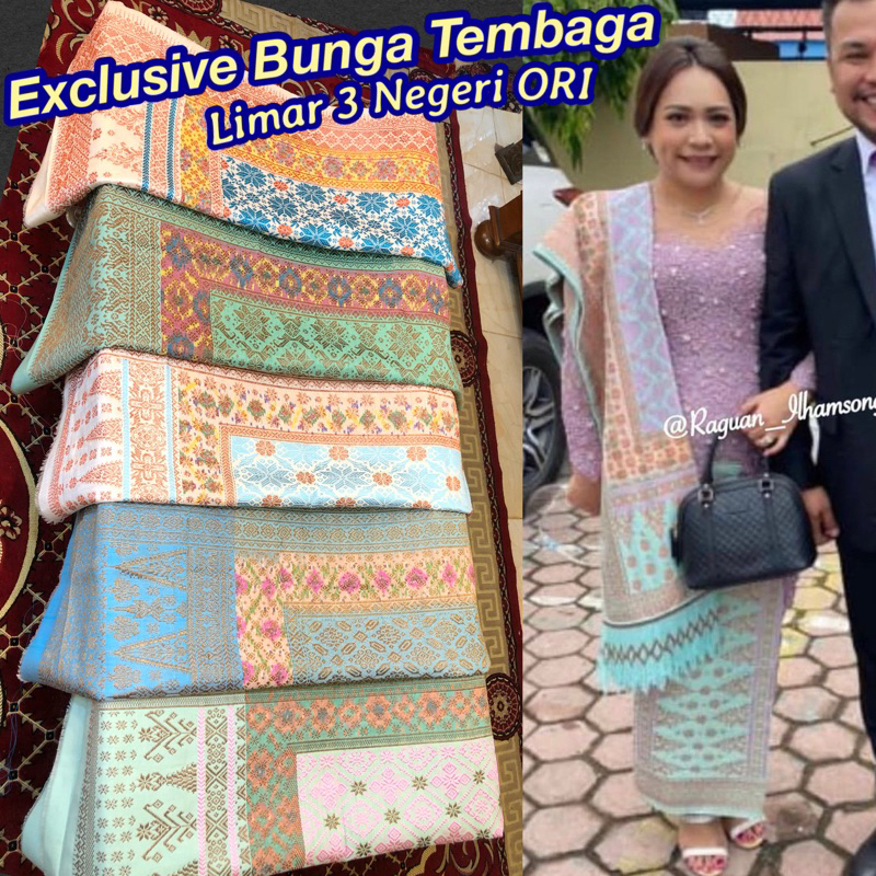 Jual EXCLUSIVE Songket Bunga Tembaga Limar 3 Negeri ORI / Songket tenun ...