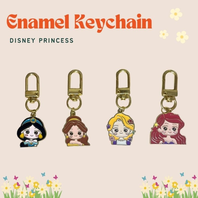 Jual Disney Princess Enamel Keychain - Gantungan kunci kartun disney keyring rapunzel ariel ...
