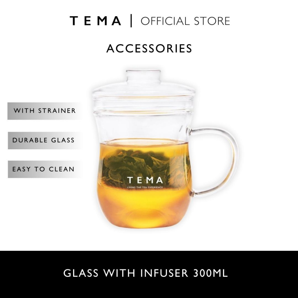 Jual TEMA Tea Glass Infuser Strainer Mug 300ml - Gelas Teh dengan ...