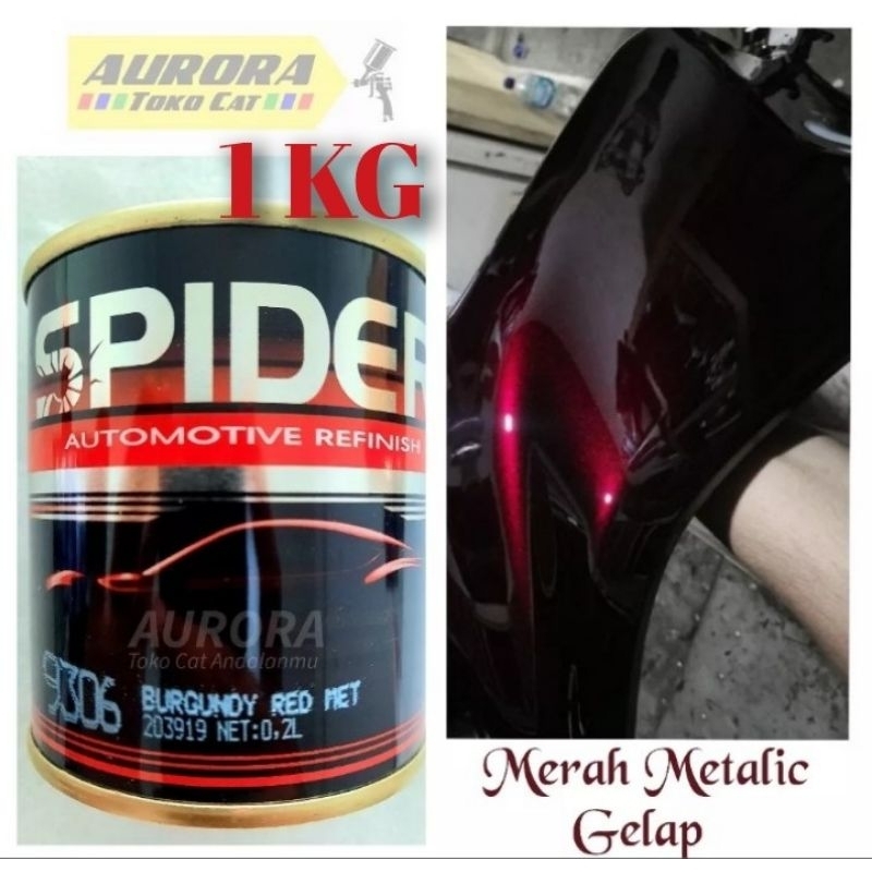 Jual Cat Merah Metalik Gelap SPIDER Burgundy Red Metalik 9306 1Kilo 1Kg ...