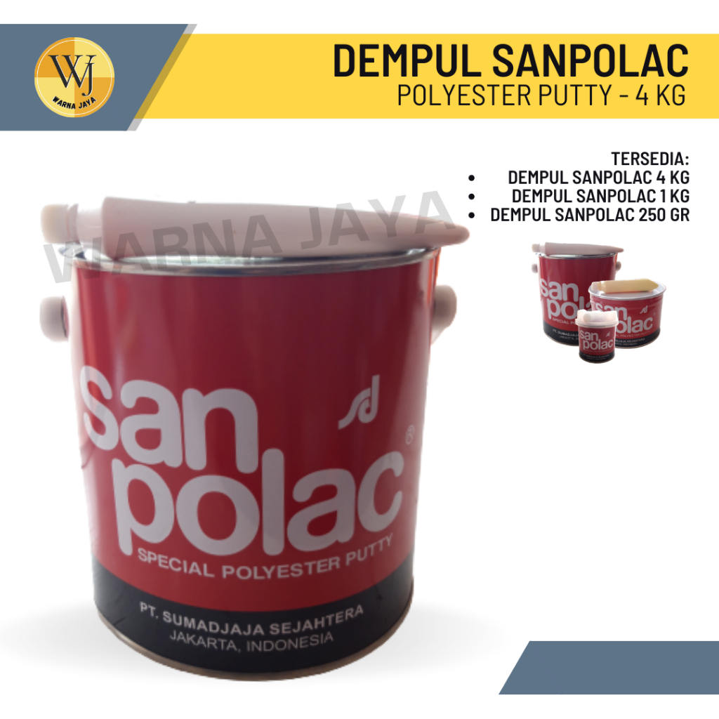 Jual Dempul Sanpolac 4 Kg / Dempul Polyester Putty Kayu Besi Cat Mobil ...
