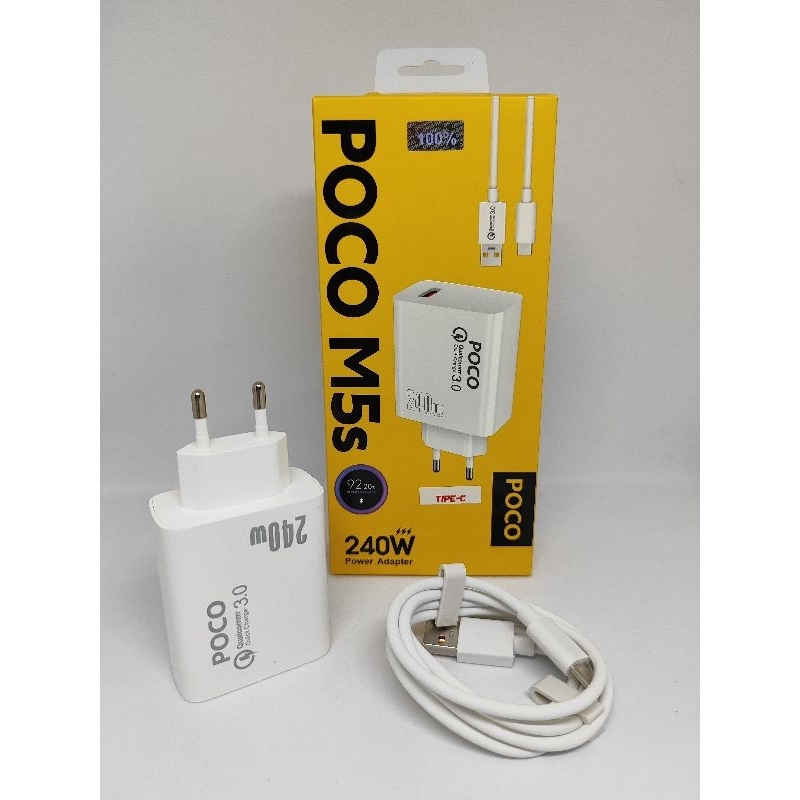Jual Charger TC Ori 100% Poco M5s 240W Colokan V8/Micro Colokan Type-C ...