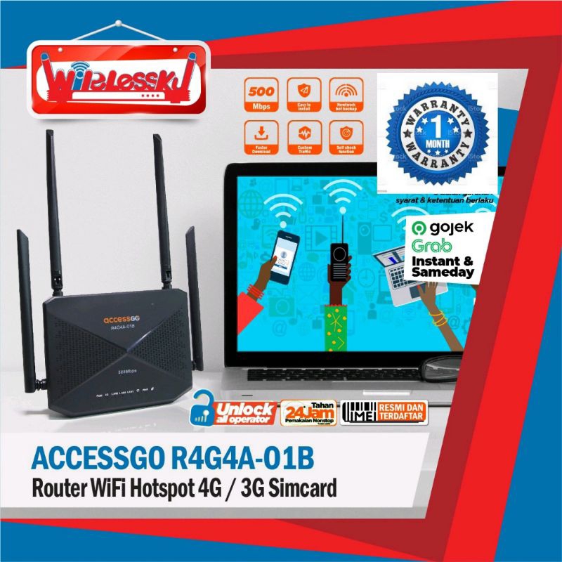 Jual AccessGo Router 4G 4 Antena 500MBPS Black 01B | Shopee Indonesia