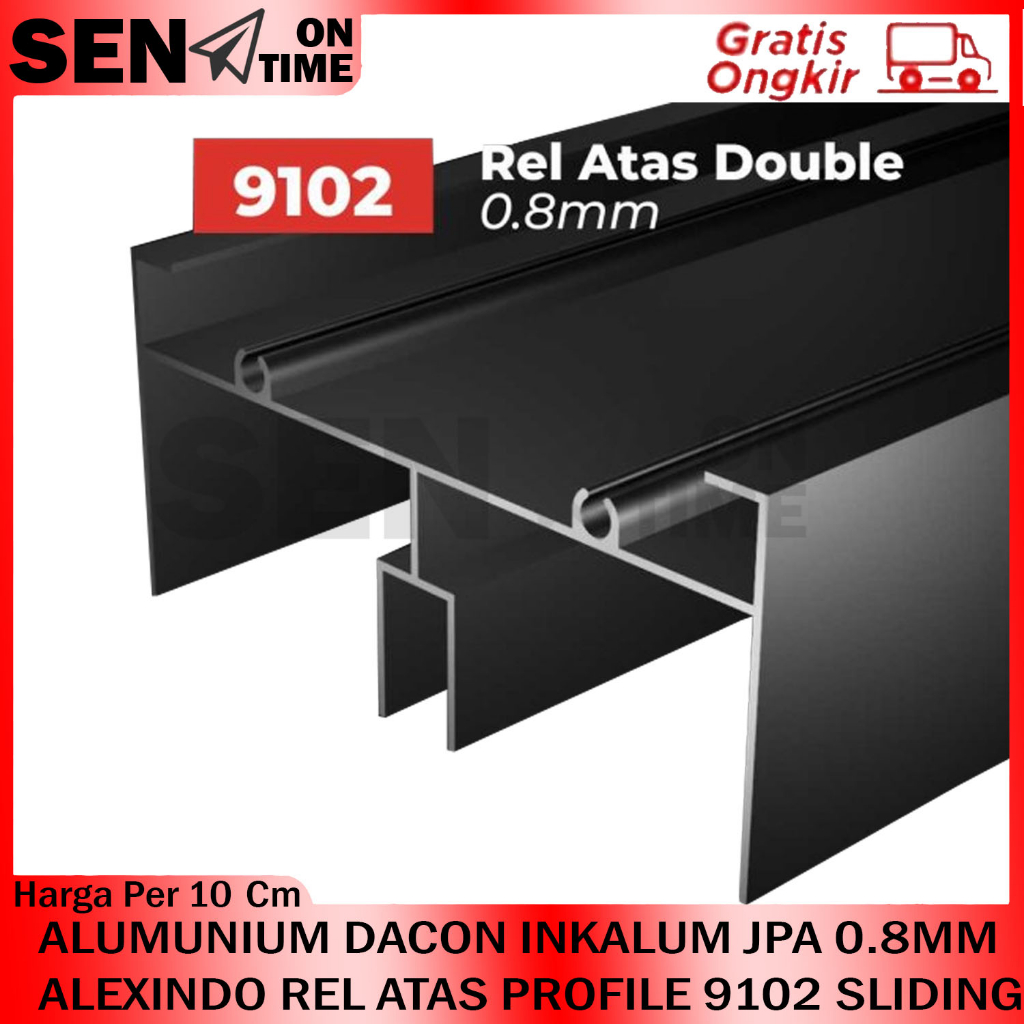 Jual ALUMINIUM REL ATAS 0.8MM PROFILE 9102 SLIDING WINDOW PER 10 CM DACON INKALUM JPA ALEXINDO ...