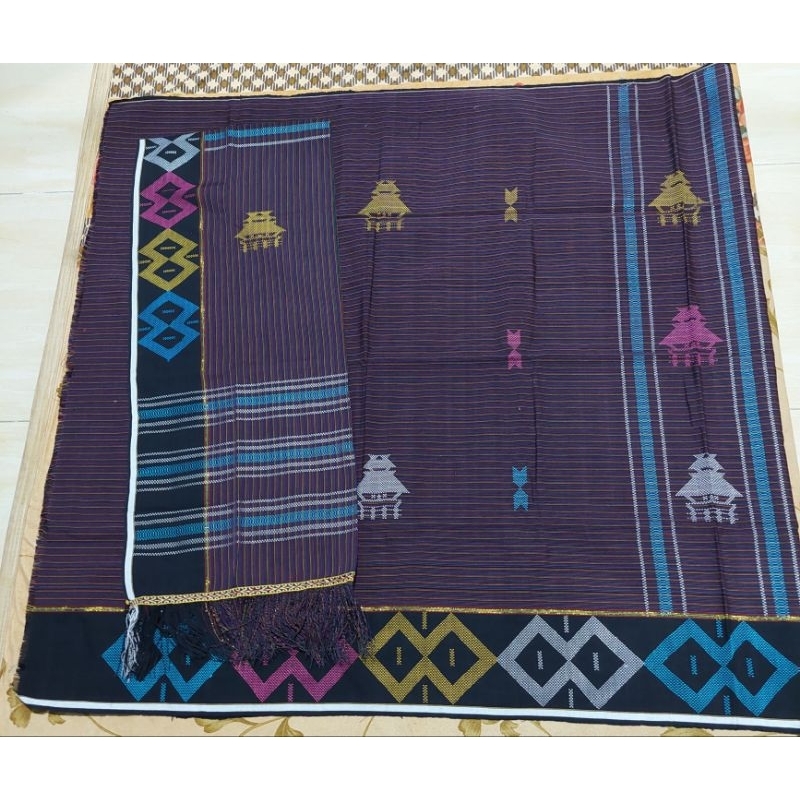Jual Set Uis lurik benang sutra motif Rumah Adat warna kulit manggis ...
