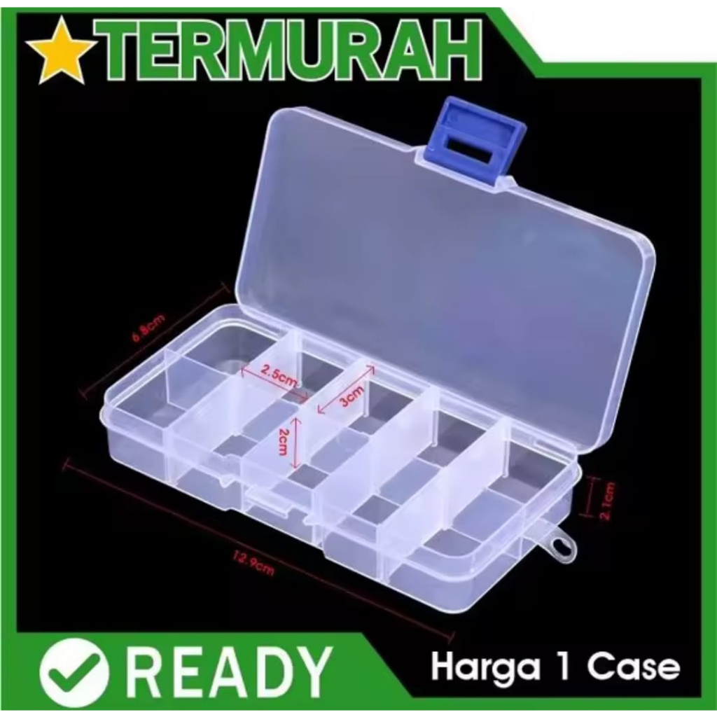 Jual wadah Kotak 10 SEKAT plastik Tempat penyimpanan obat Pil Tablet ...