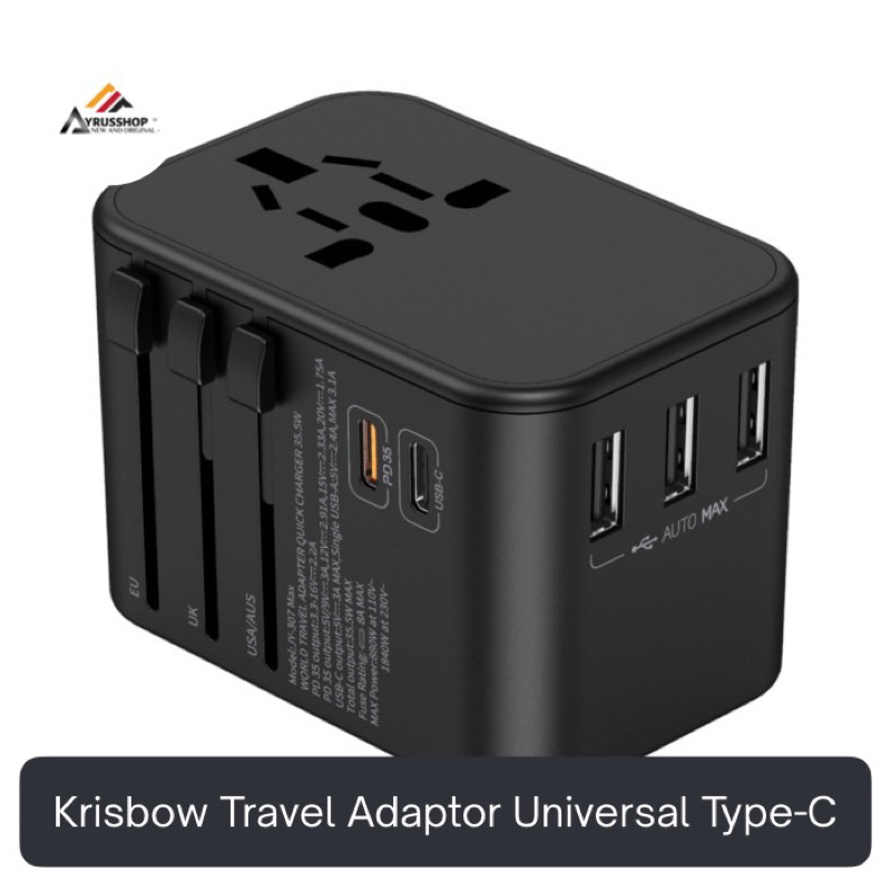 Jual Travel Adaptor Universal Type-C Krisbow Steker Semua Negara ...