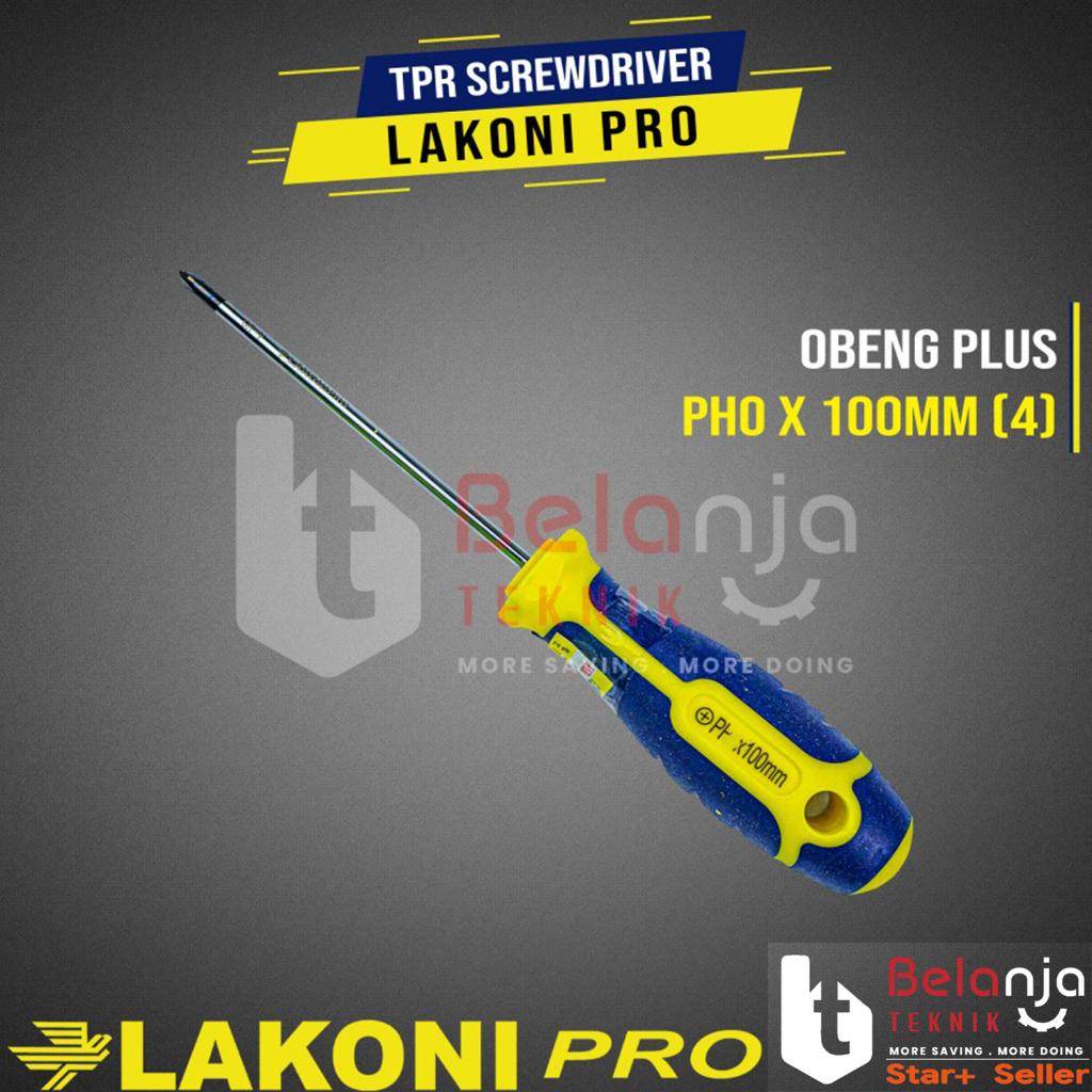 Jual LAKONI PRO TPR Screwdriver Plus PHO X 100MM (4) Obeng (+) Plus 100 ...