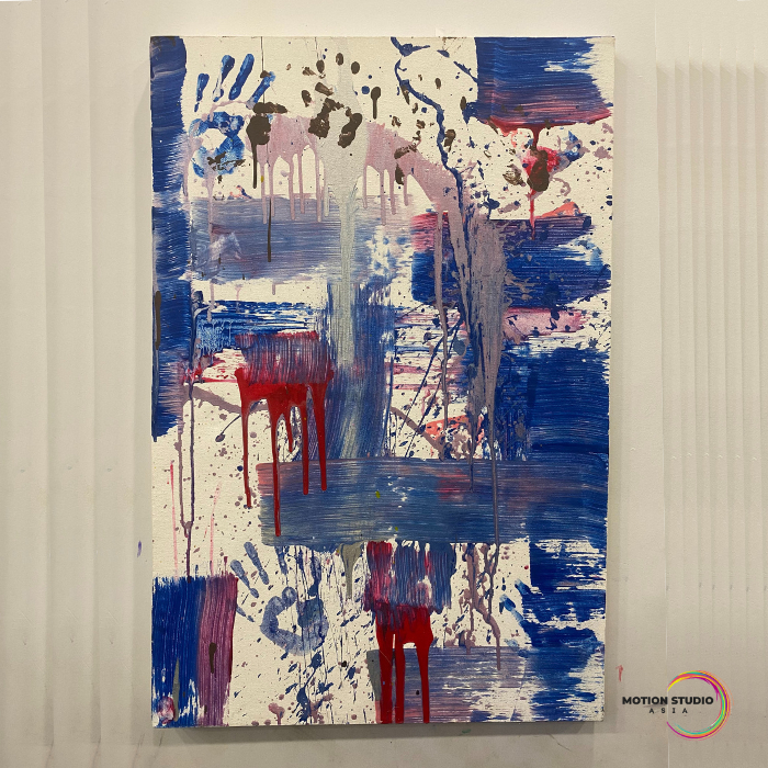 Jual Blue Checkered Handprint Splat Artwork 60x90 cm | Shopee Indonesia