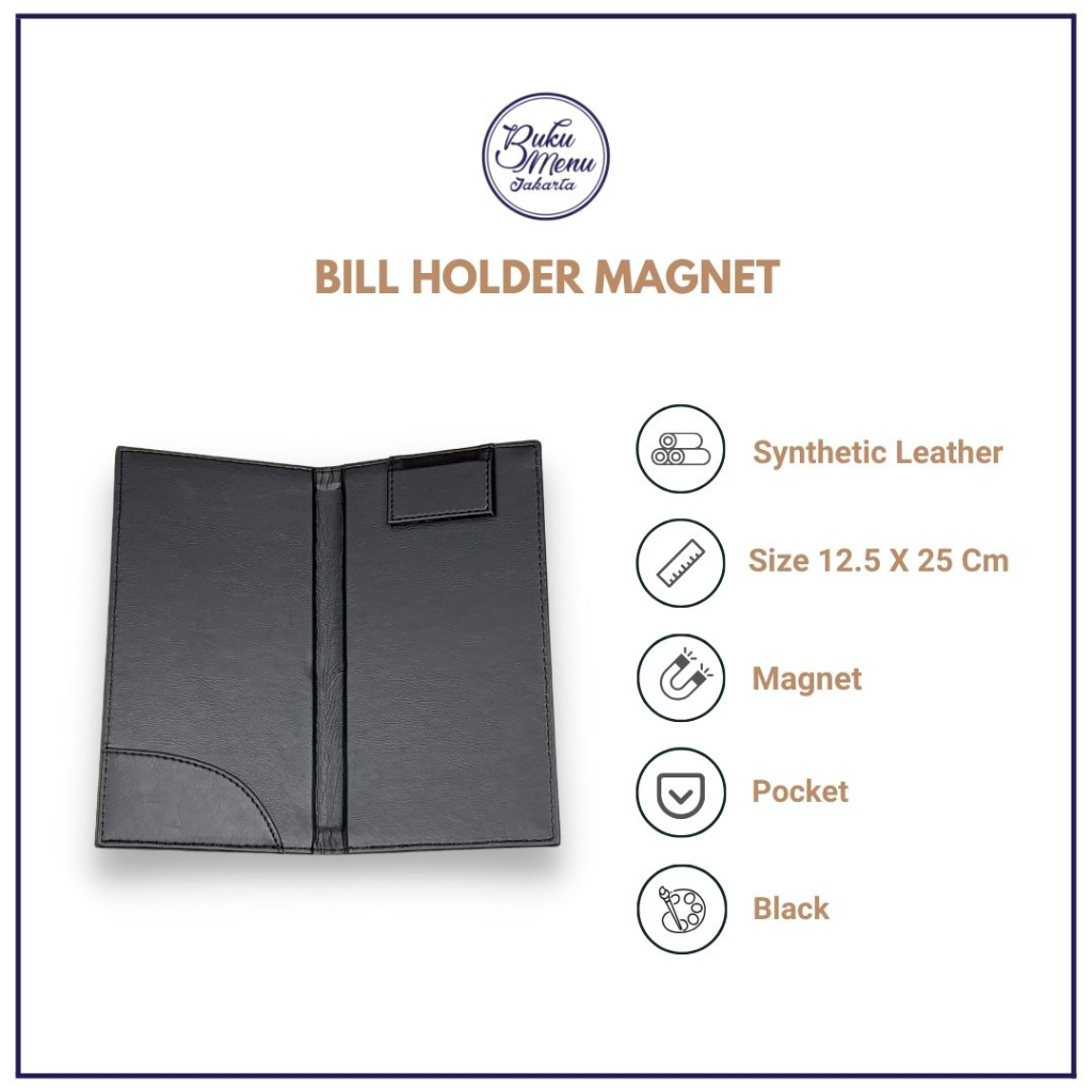 Jual BILL HOLDER MAGNET KULIT - HITAM - READY STOCK - BILL FOLDER - BILL PRESENTER - BILL ...