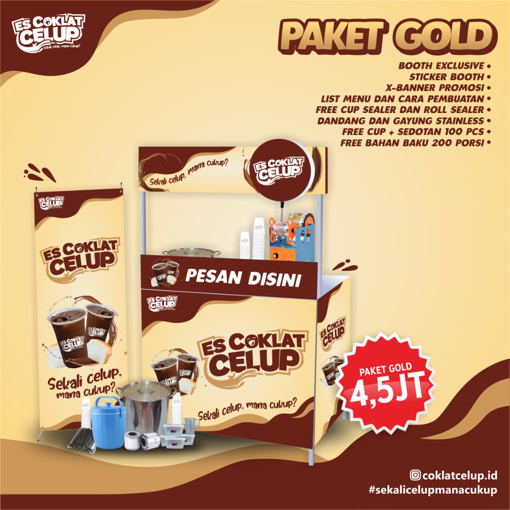 Jual PAKET FRANCHISE ES COKLAT CELUP BOOTH GOLD / FRANCHISE ES COKLAT ...