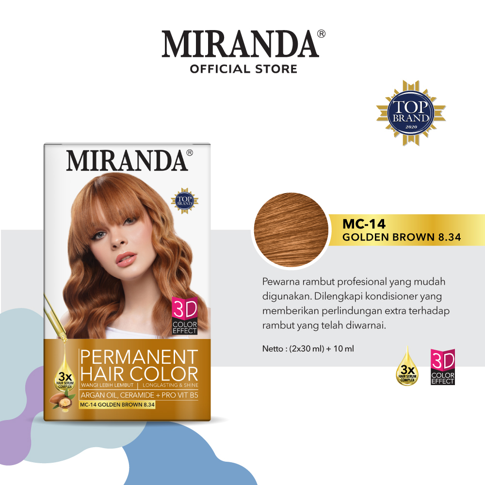 Jual Miranda Hair Color (Cat Rambut Permanen) MC14 Golden Brown 30ml ...