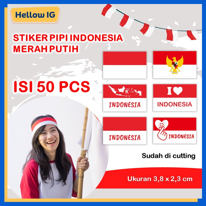 Jual 50 Pcs Stiker Pipi Agustusan Sticker Pipi Hut Ri Bendera
