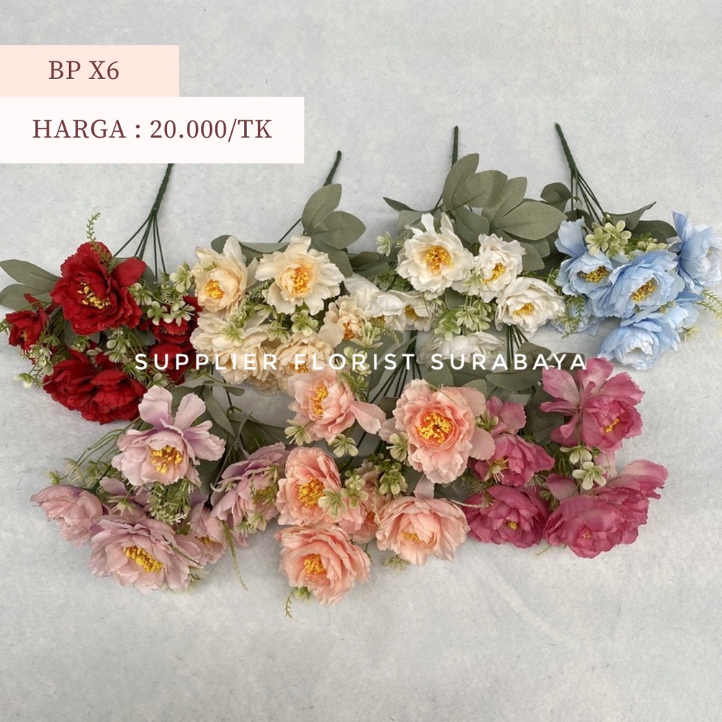 Jual [BP X6] BUNGA PALSU BOBO PEONY 1 TANGKAI BERCABANG 6 DALAM ADA ...