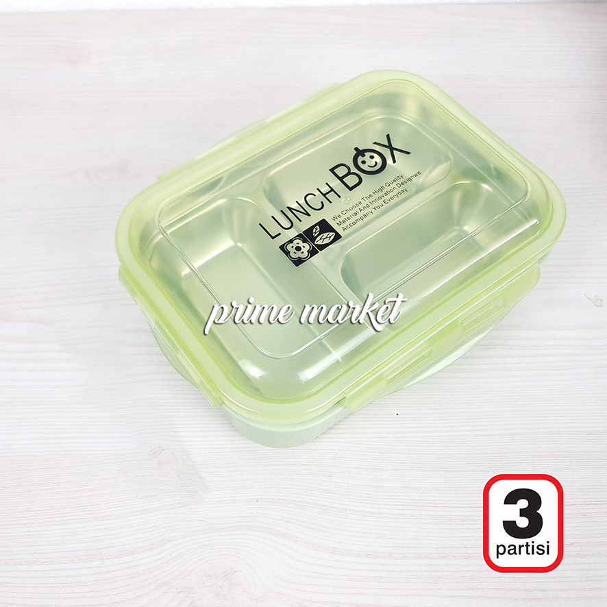 Jual Kotak Bekal Lunch Box Kotak Makan Stainless Steel Anti Tumpah Lunch Box 3 Partisi Kotak ...